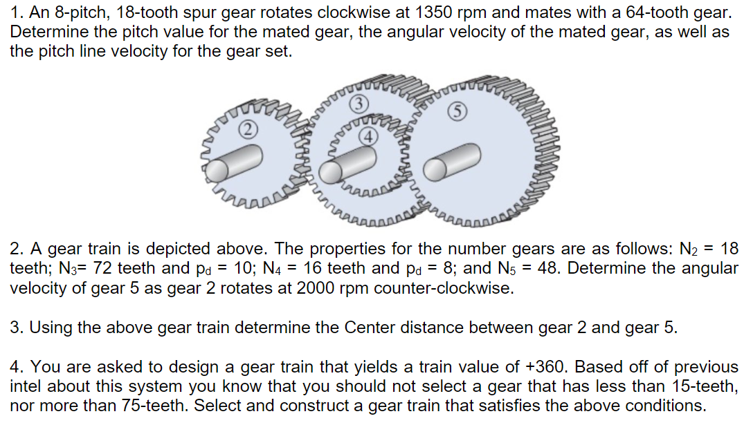 Solved 1. An 8-pitch, 18-tooth spur gear rotates clockwise | Chegg.com