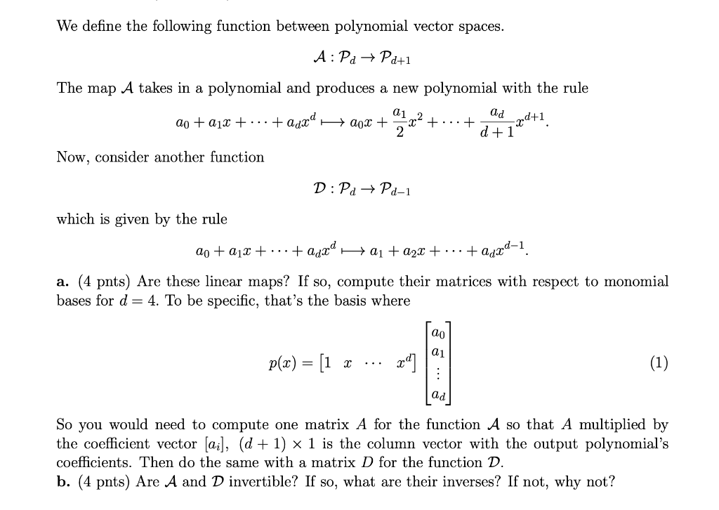 Solved We define the following function between polynomial | Chegg.com