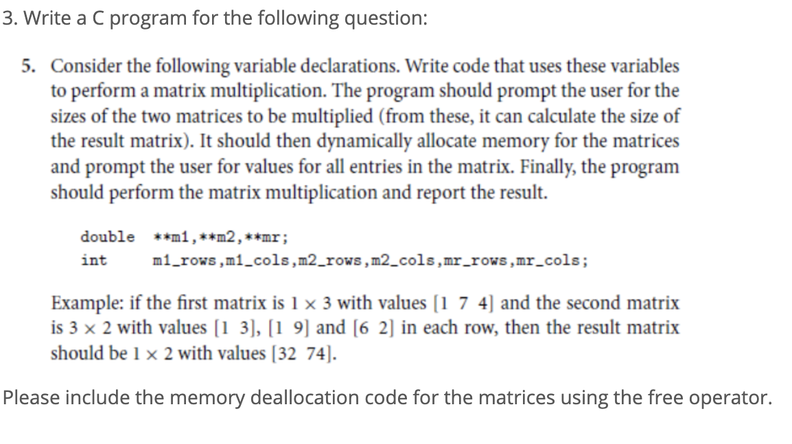 Solved 3. Write a C program for the following question: 5. | Chegg.com