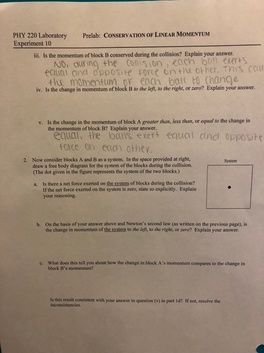Solved Phy 220 Laboratory Experiment 10 Prelab Conservation