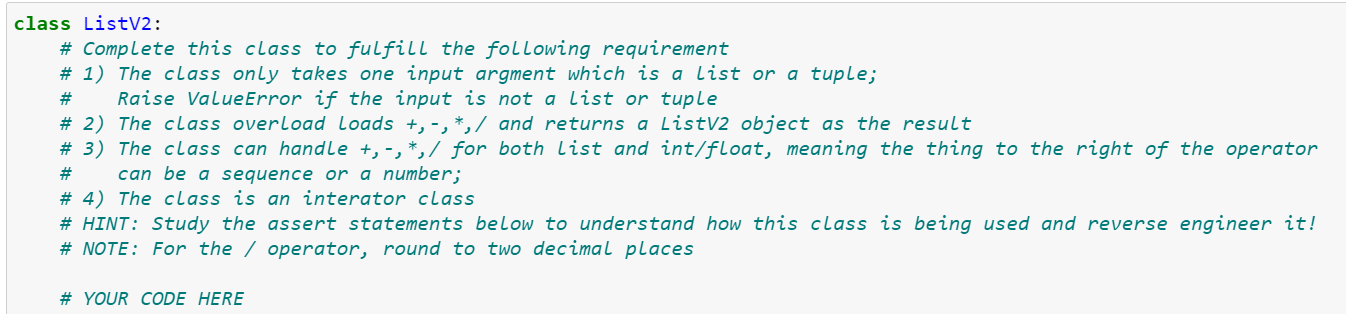 Solved class ListV2: # Complete this class to fulfill the | Chegg.com
