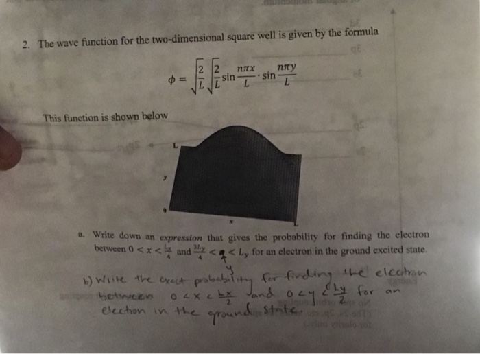 Solved 2. The wave function for the two-dimensional square | Chegg.com