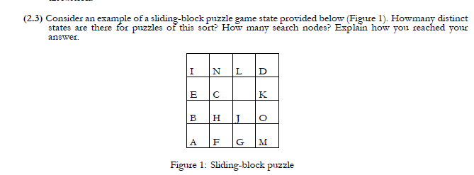 Solved (2.3) Consider an example of a sliding block puzzle | Chegg.com