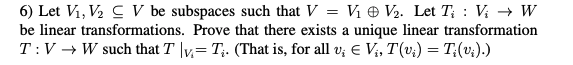 Solved 6) Let V1, V2 CV be subspaces such that V = V1 V2. | Chegg.com