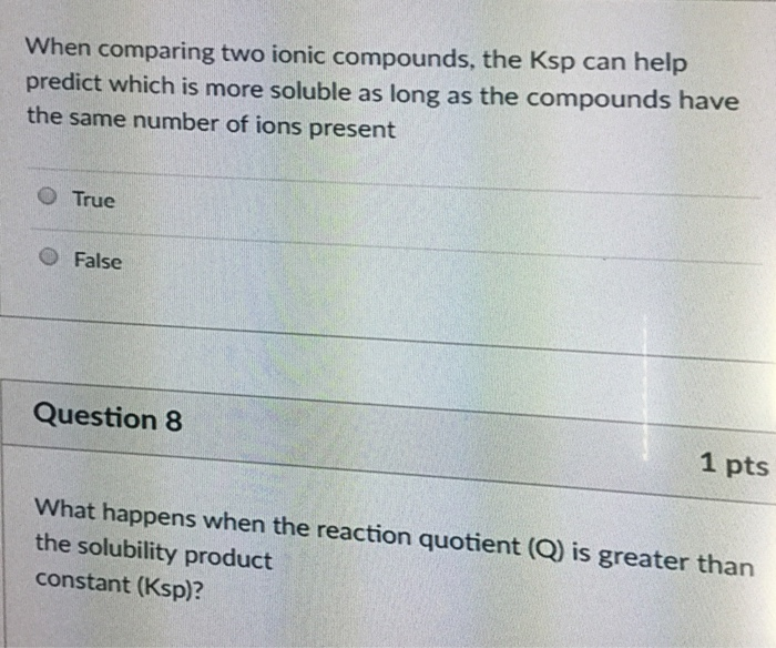 Solved When comparing two ionic compounds, the Ksp can help | Chegg.com