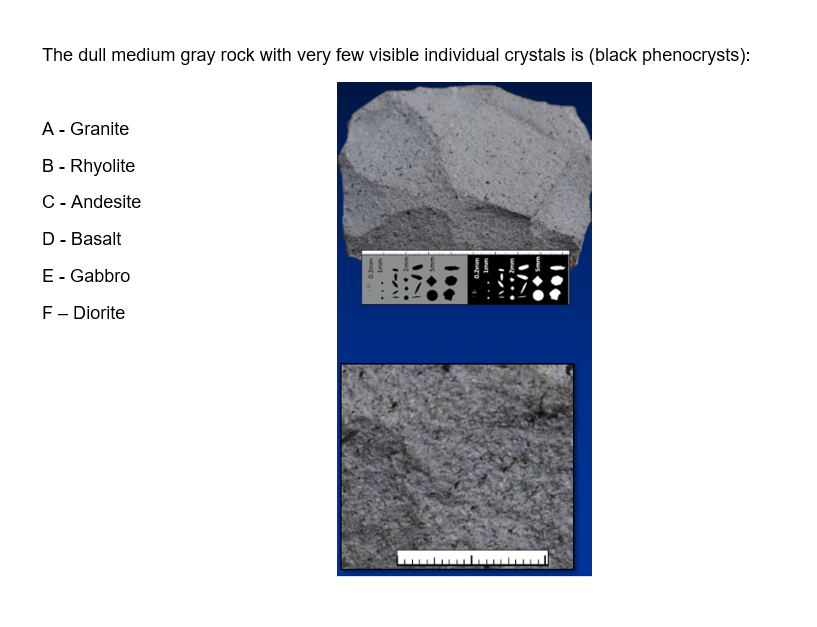 Solved The dull medium gray rock with very few visible | Chegg.com