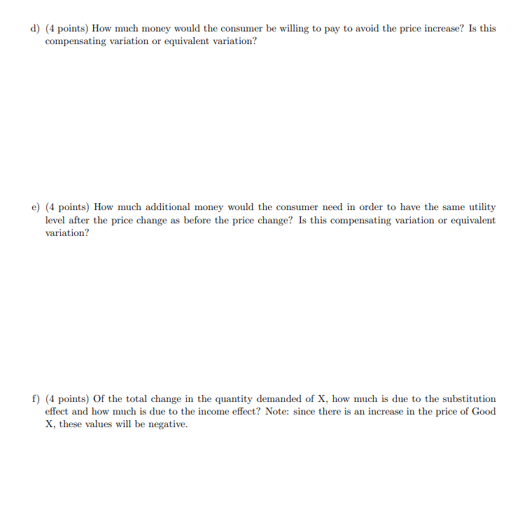 Solved Question 1 12 Points Suppose A Consumers Utility