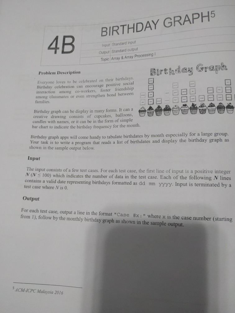 Solved BIRTHDAY GRAPH5 Input Standard input Output Standard | Chegg.com Solved BIRTHDAY GRAPH5 Input Standard input Output Standard | Chegg.com