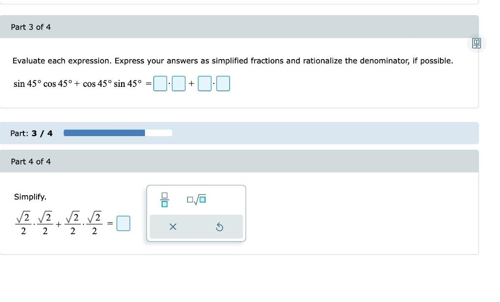 Solved Evaluate each expression. Express your answers as | Chegg.com