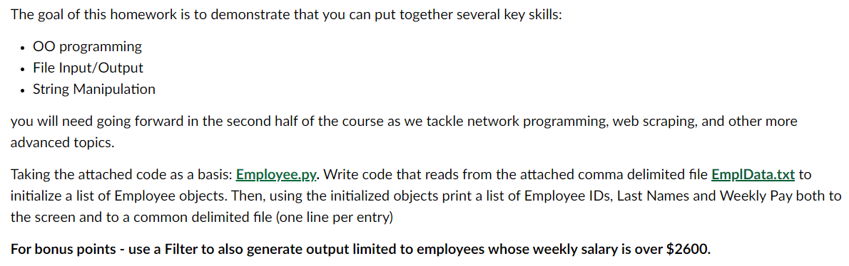 Solved Python program Employee.py: #create this sample | Chegg.com