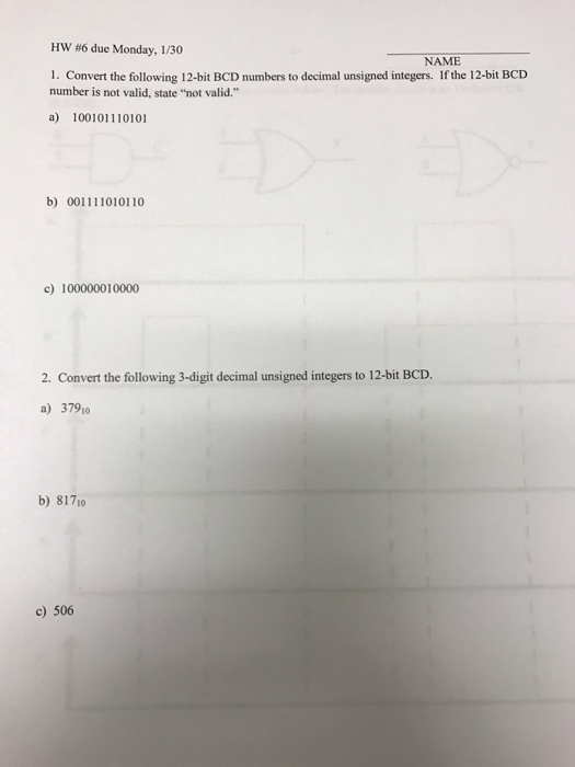 Solved Convert the following 12-bit BCD numbers to decimal | Chegg.com