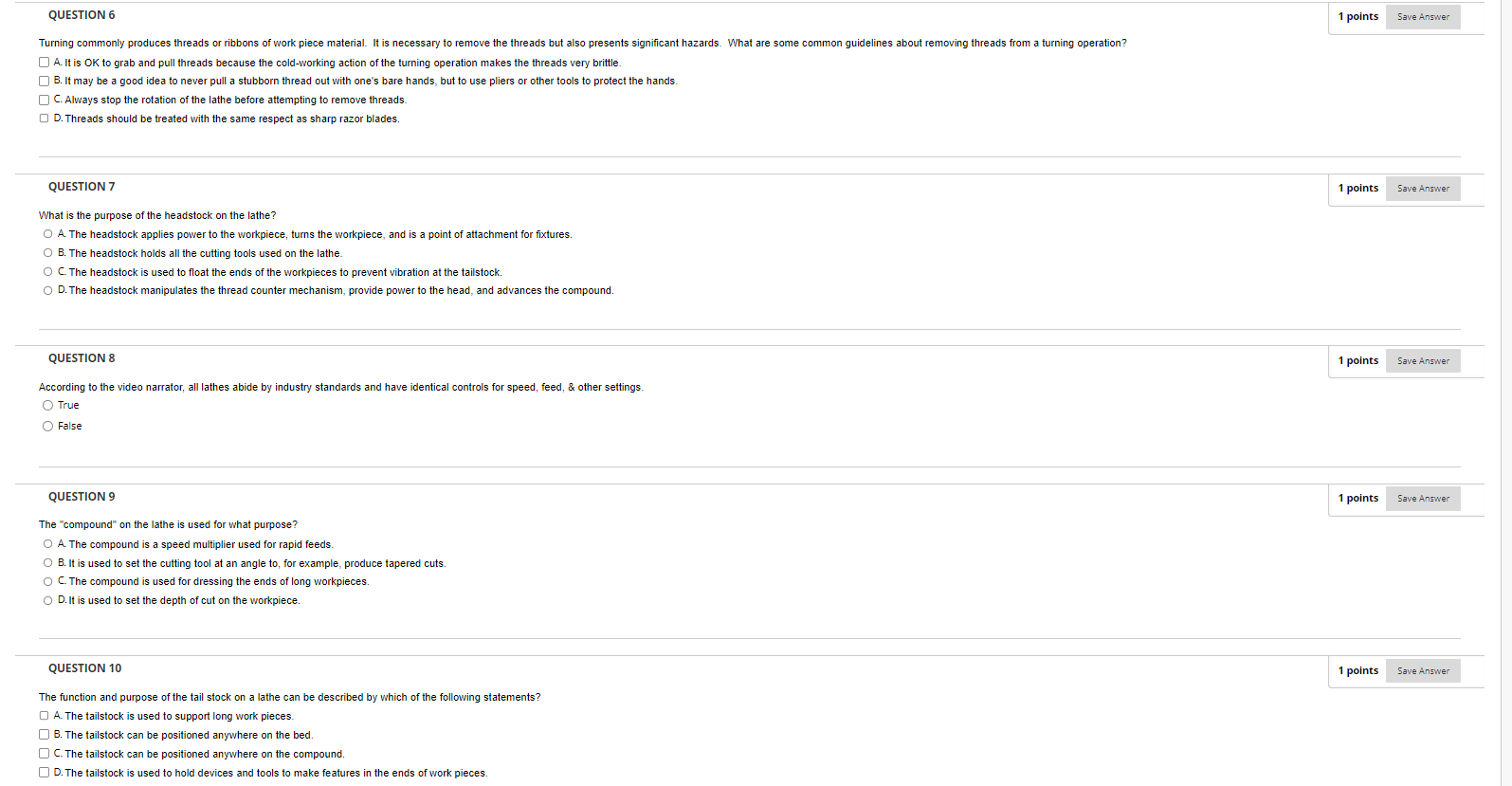 Solved A. It is OK to grab and pull threads because the | Chegg.com