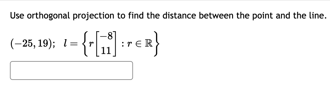 Solved Use orthogonal projection to find the distance | Chegg.com