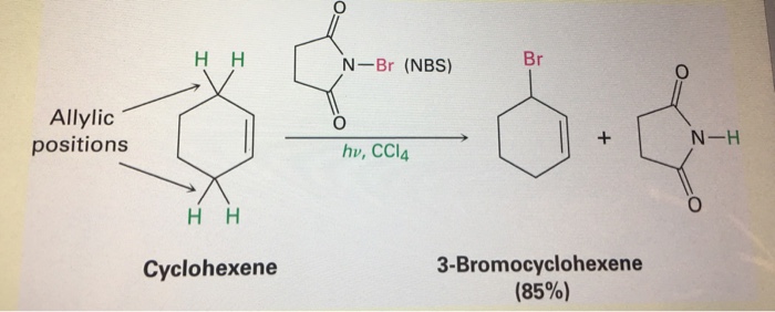 Solved N-Br (NBS) Br Allylic position:s N-H hv, CCI4 | Chegg.com