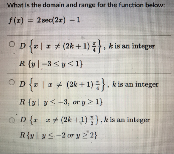 Solved What is the domain and range for the function below: | Chegg.com