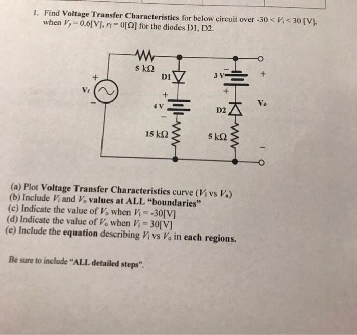 Solved 1. Find Voltage Transfer Characteristics for below | Chegg.com
