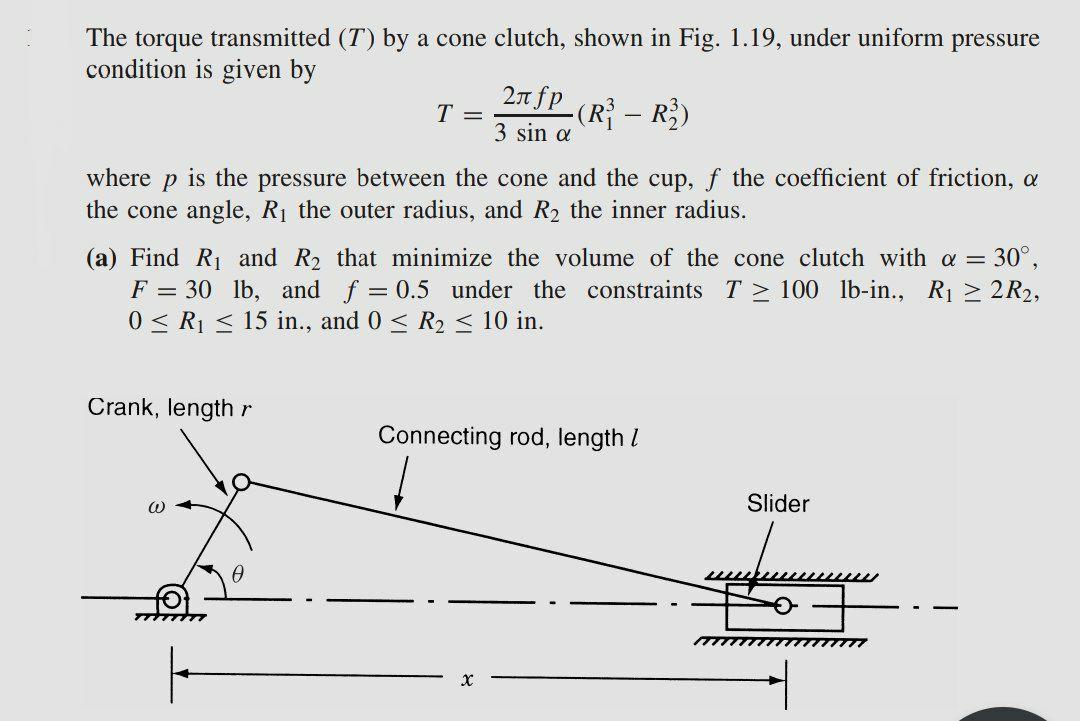 Solved The torque transmitted (T) by a cone clutch, shown in | Chegg.com