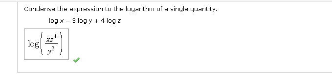 Solved Condense the expression to the logarithm of a single | Chegg.com