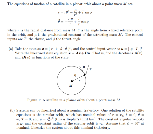 Solved The equations of motion of a satellite in a planar | Chegg.com