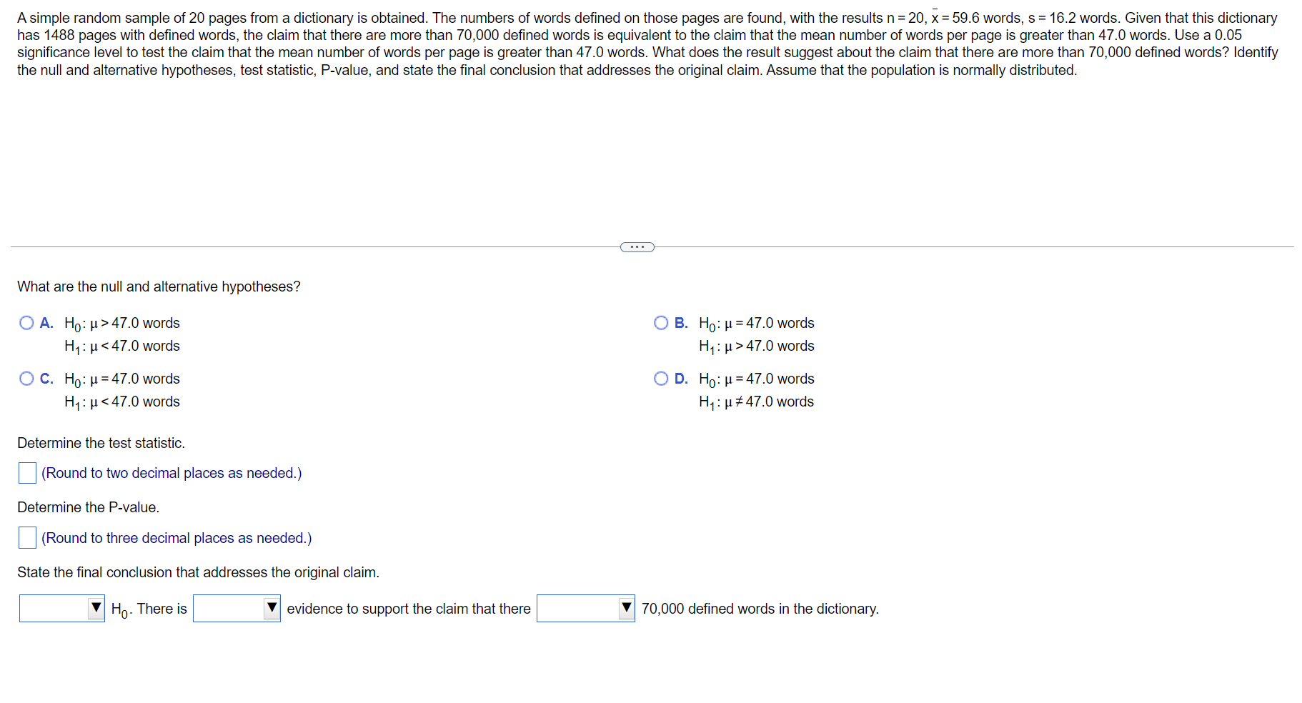 Solved Part D. (1) Reject / Fail to reject ,(2) not | Chegg.com