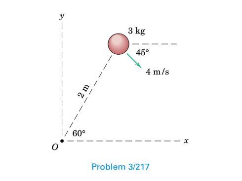 Solved 3/217 The 3-kg sphere moves in the x-y plane and has | Chegg.com