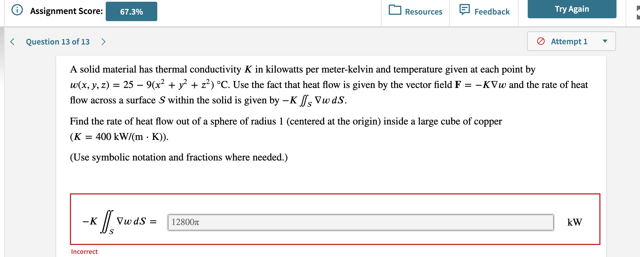 Solved A solid material has thermal conductivity K in | Chegg.com