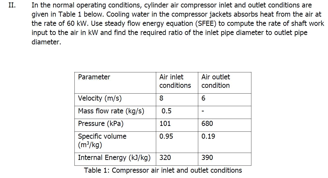 Solved II. In the normal operating conditions, cylinder air | Chegg.com
