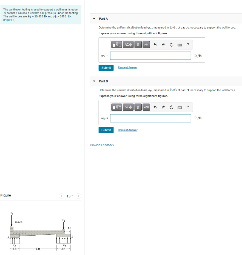 Solved The cantilever footing is used to support a wall near | Chegg.com