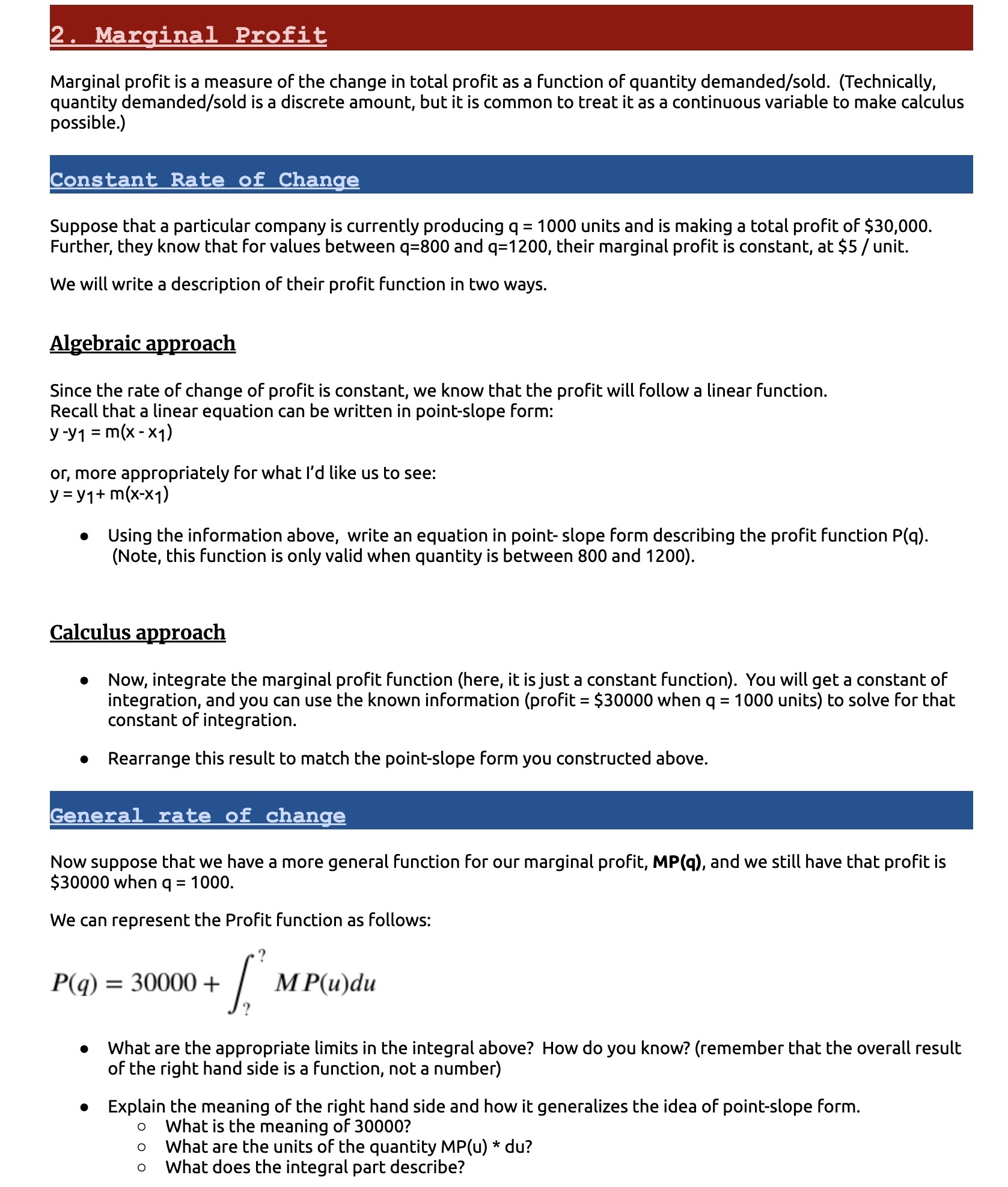 Solved Marginal ProfitMarginal profit is a measure of the | Chegg.com