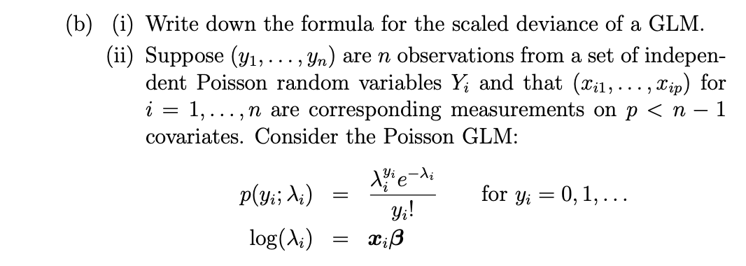(b) (i) Write down the formula for the scaled | Chegg.com