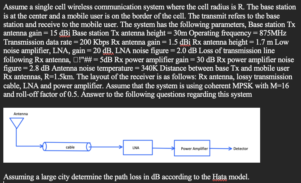 Solved = = Assume a single cell wireless communication | Chegg.com