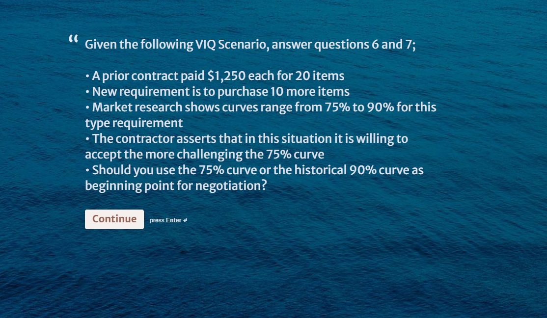 Solved (C Given the following VIQ Scenario, answer questions | Chegg.com