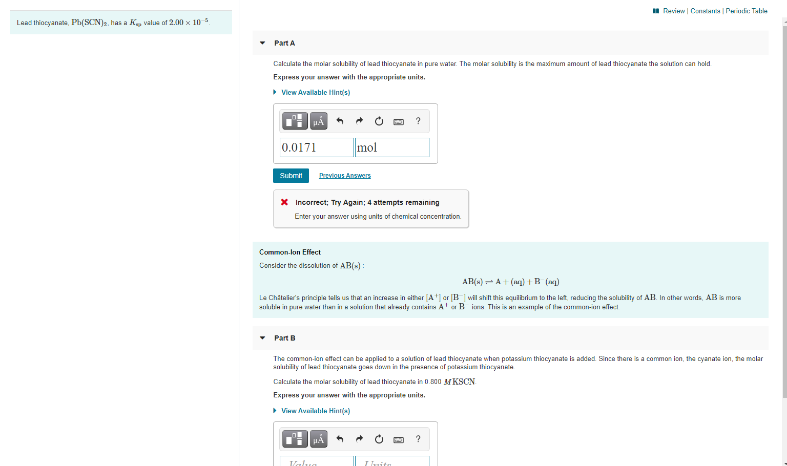 Solved M Review Constants Periodic Table Lead thiocyanate, | Chegg.com
