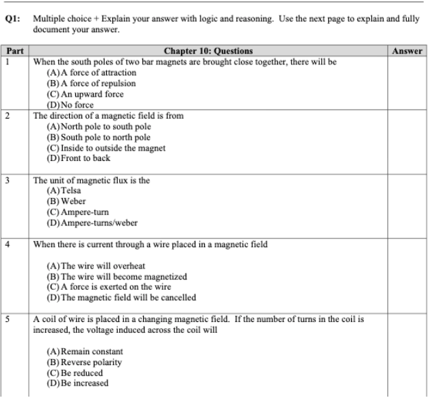 Solved Q1: Multiple choice + Explain your answer with logic | Chegg.com