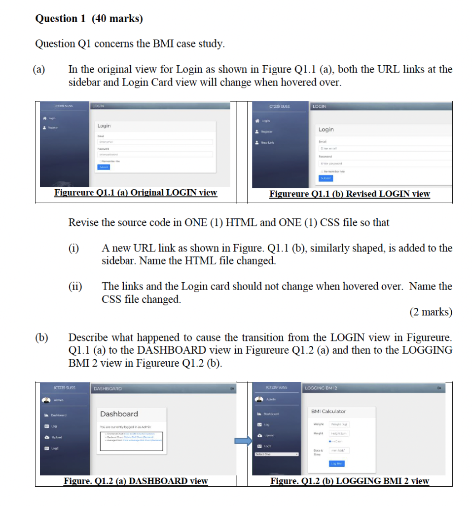 Solved Question 1 (40 marks) Question Q1 concerns the BMI | Chegg.com