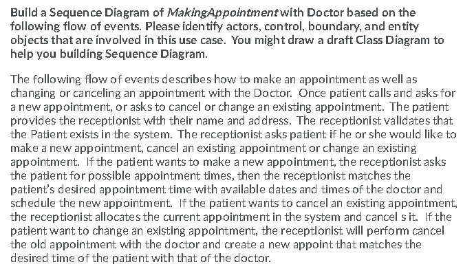 Solved Build a Sequence Diagram of MakingAppointment with | Chegg.com
