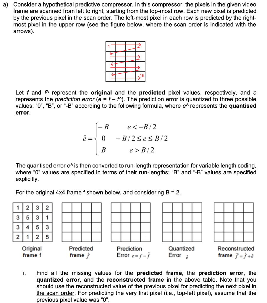 Solved Consider a hypothetical predictive compressor. In | Chegg.com