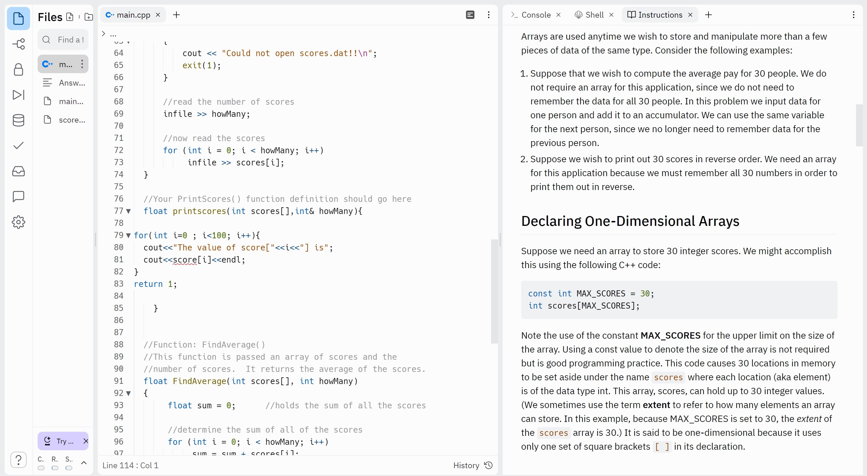 Solved ReadInscores (scores, howMany); integer, giving the | Chegg.com