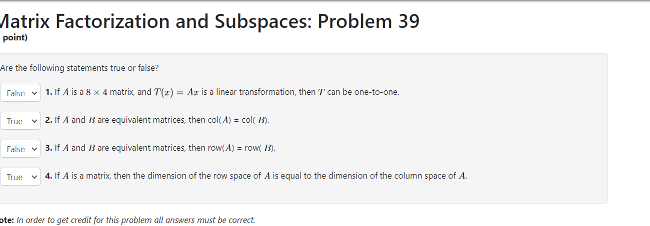 Matrix Factorization And Subspaces Problem 39 Point