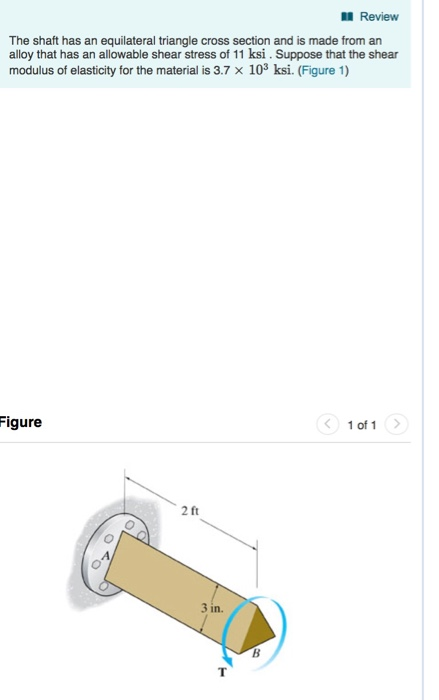 Solved Review The shaft has an equilateral triangle cross | Chegg.com