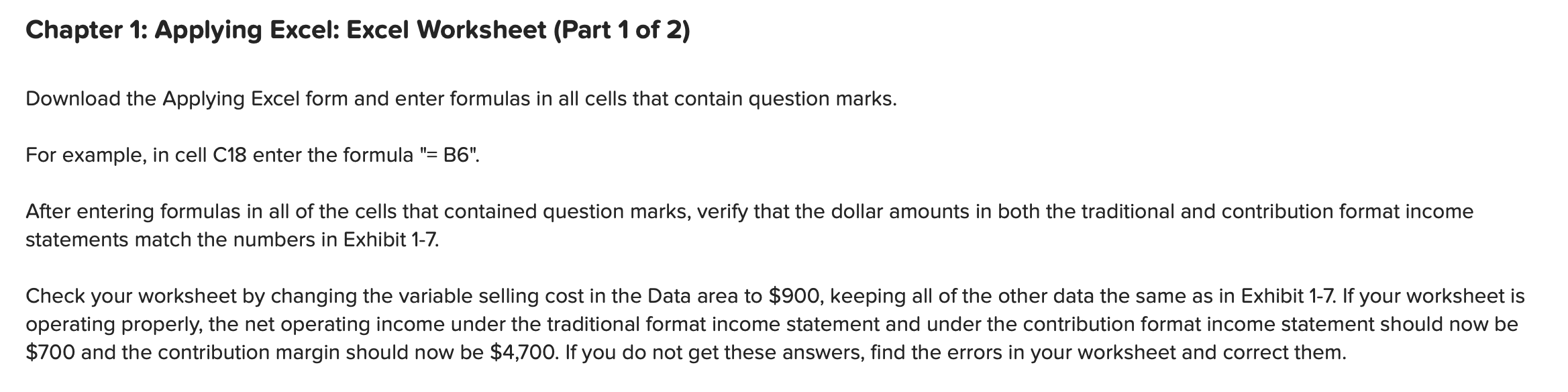 Solved Chapter 1 Applying Excel Excel Worksheet Part 1 Of 