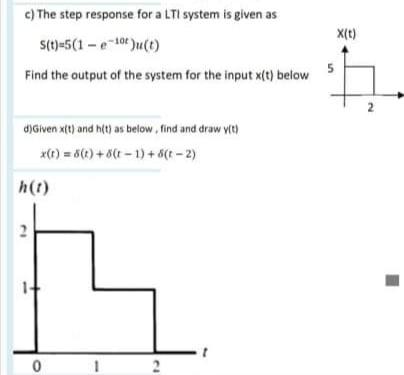 Solved X(t) c) The step response for a LTI system is given | Chegg.com