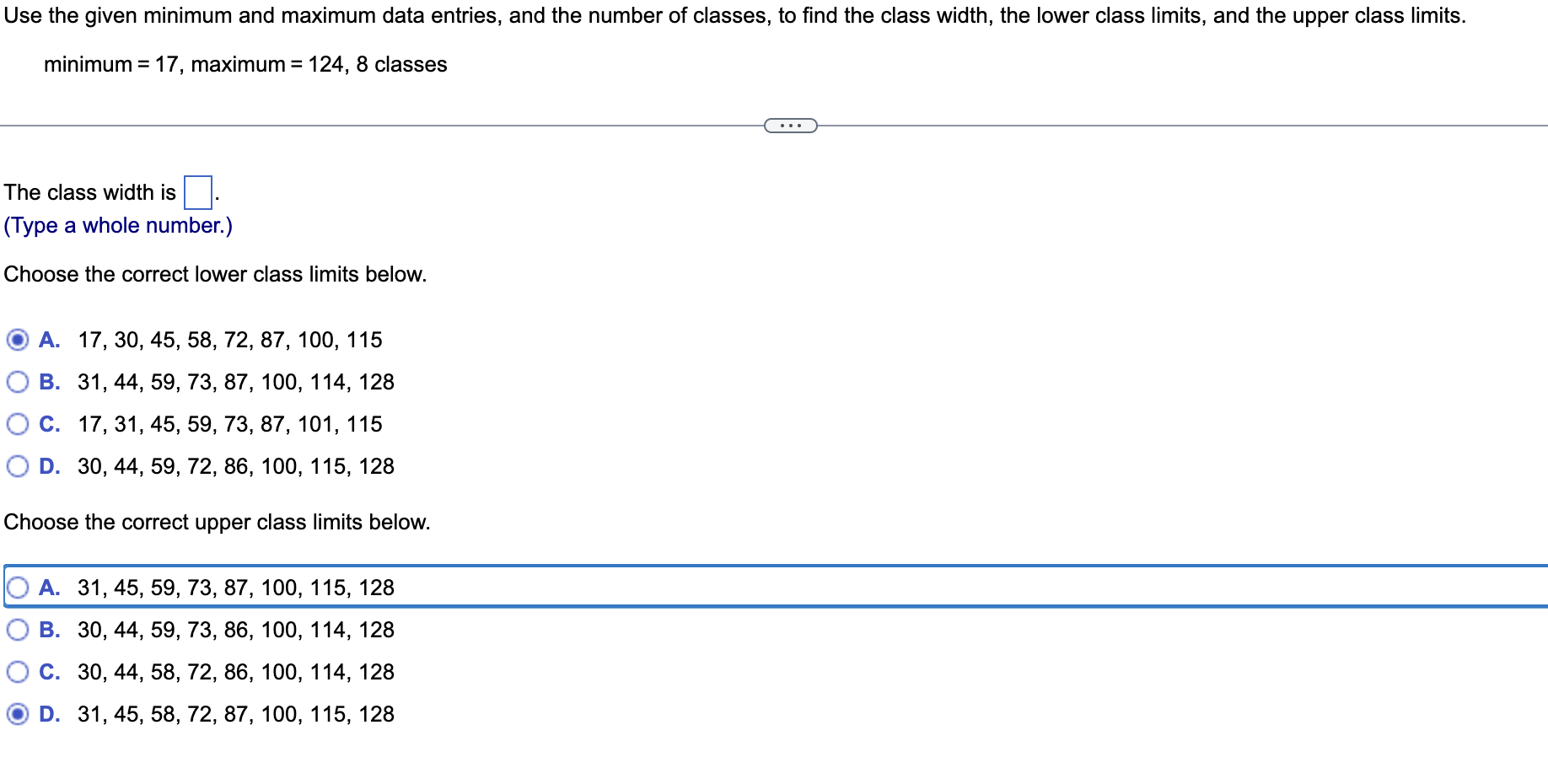 Solved Use the given minimum and maximum data entries, and | Chegg.com