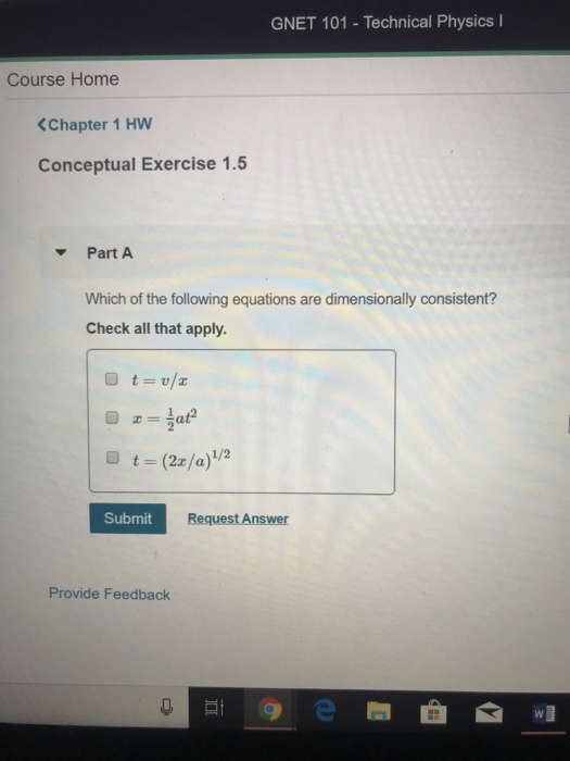 Solved GNET 101- Technical Physics I Course Home Chapter 1 | Chegg.com