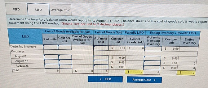 Solved Exercise 8-13 (Static) Inventory cost flow methods; | Chegg.com