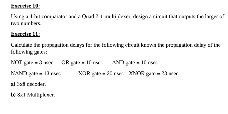 Solved Exercise 10:Using a 4-bit comparator and a Quad 2-1 | Chegg.com