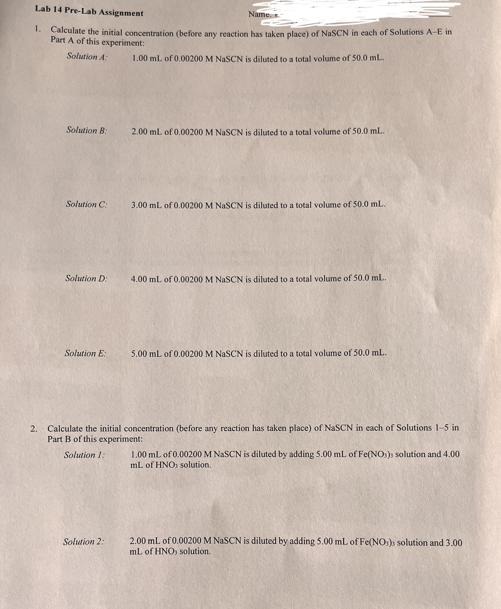Solved Lab 14 ﻿Pre-Lab AssignmentCalculate the initial | Chegg.com