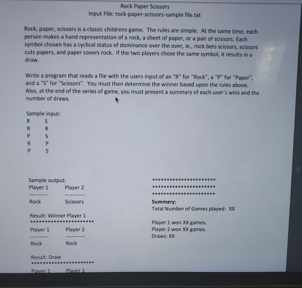 Solved Rock Paper Scissors Input File: | Chegg.com