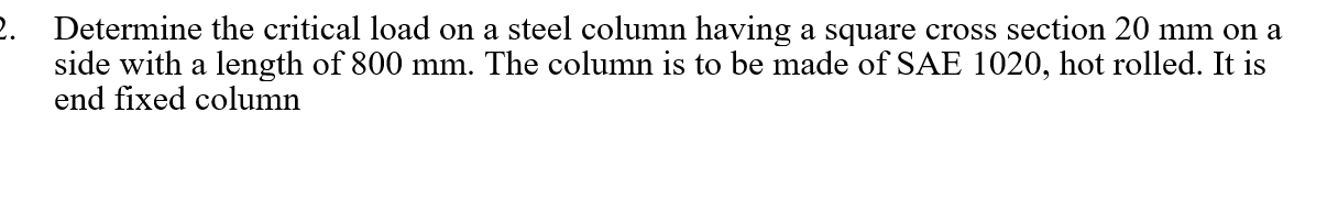 Solved Determine the critical load for a pinned-end column | Chegg.com