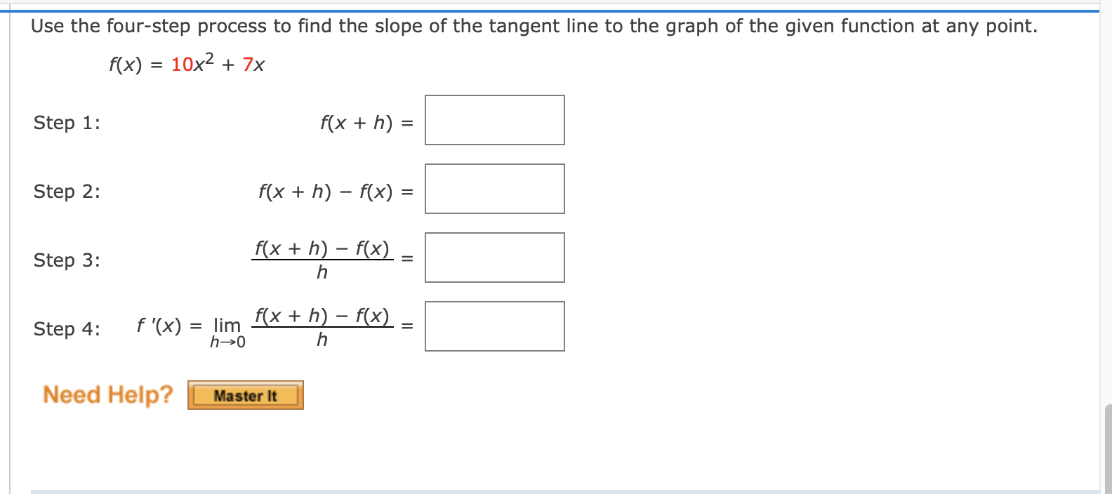 Solved Use the four-step process to find the slope of the | Chegg.com